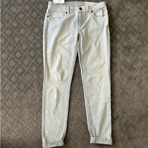 LOFT | Jeans | Nwt The Loft Pin Stripe Distressed Skinny Jeans | Poshmark